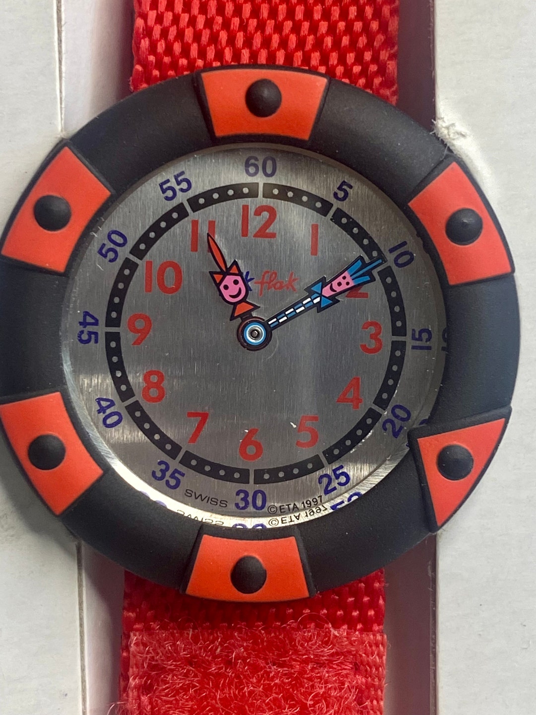 Swatch Watch Swiss Made for Children Flik Flak IOB 1997 Red Black ...