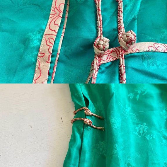 Emerald Green Silk Mongolian Robe Knot Tie Wrap Closu… - Gem