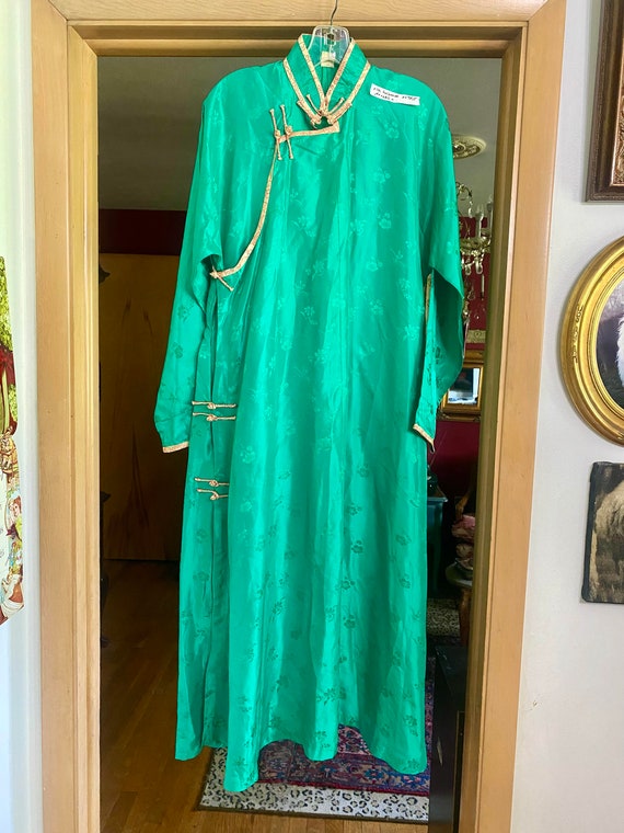 Emerald Green Silk Mongolian Robe Knot Tie Wrap Closu… - Gem