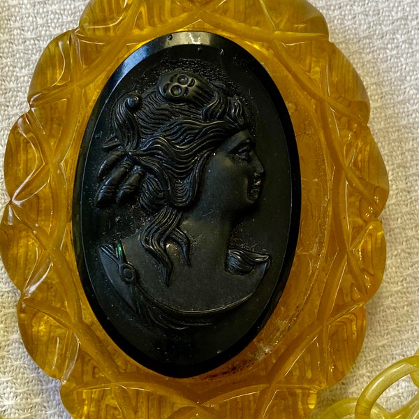 Black Bakelite Cameo - Etsy