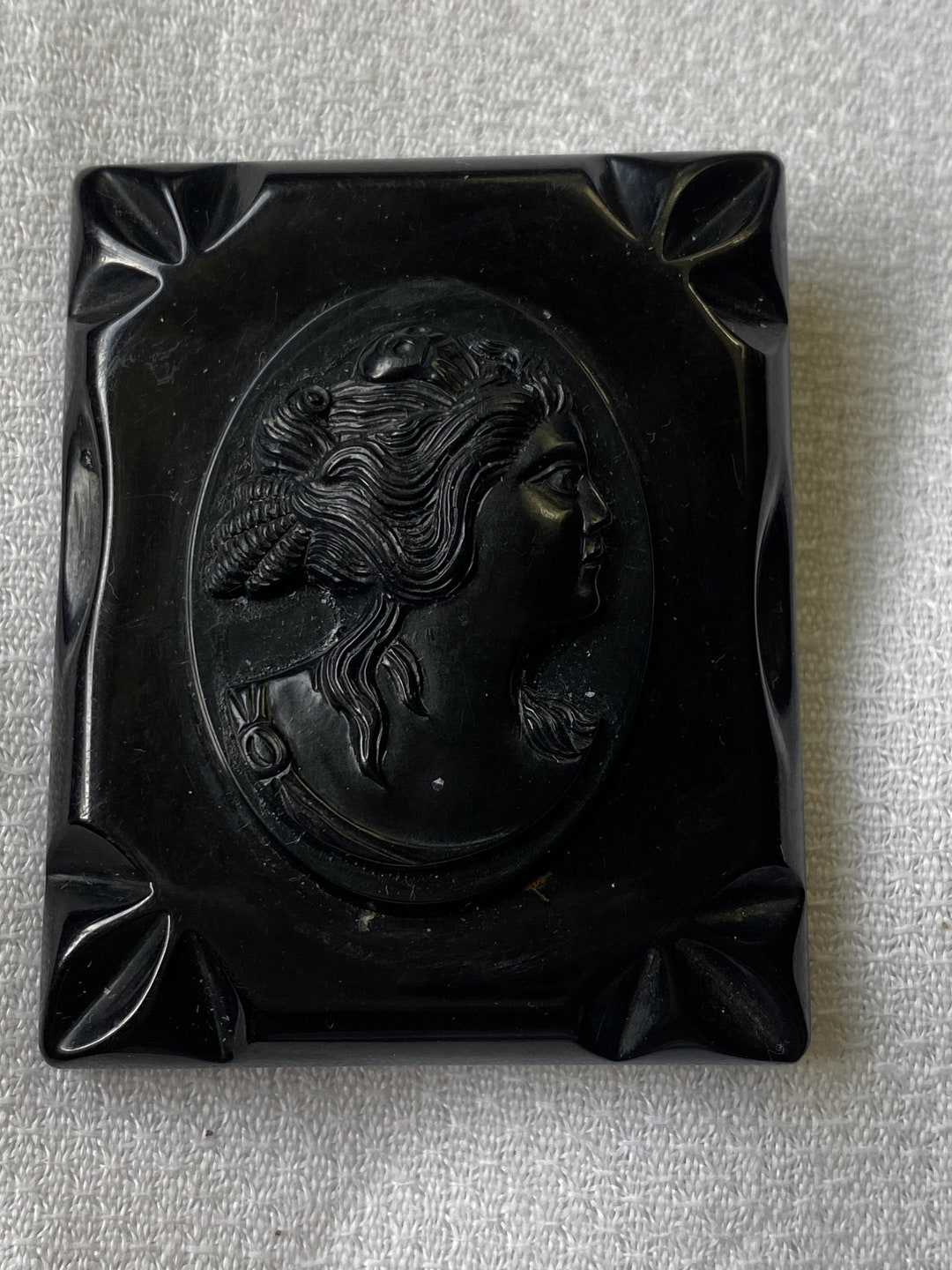 Black Bakelite Cameo Antique Mourning Brooch 1800 Victorian - Etsy
