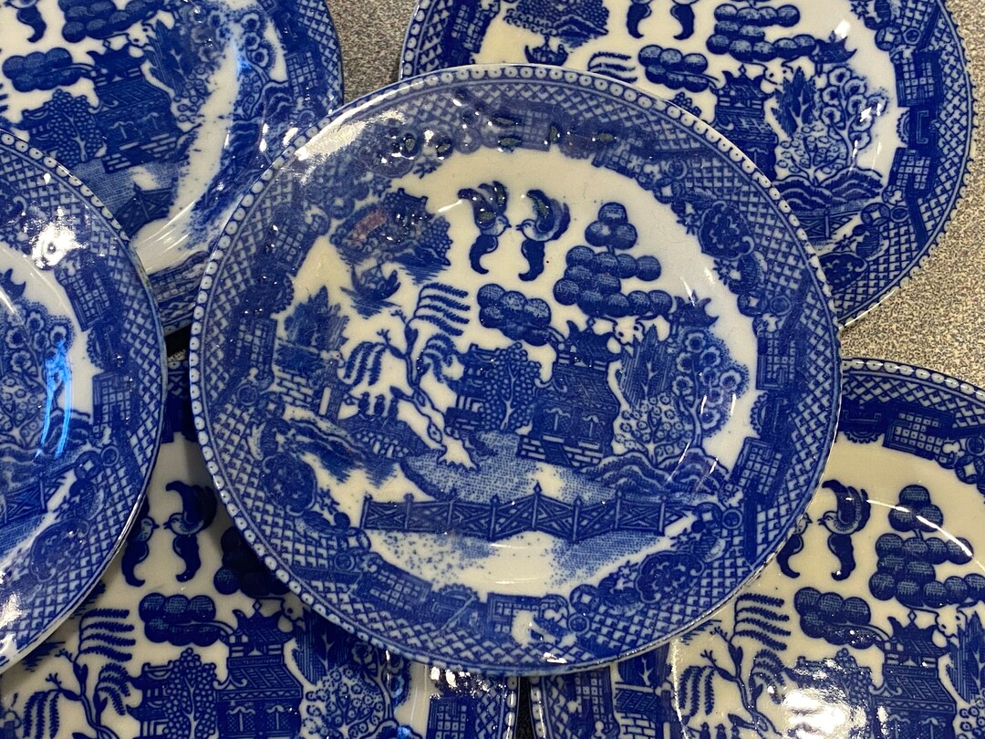 Vintage Blue Willow Butter Pat Plates Set 7 Marked Japan - Etsy