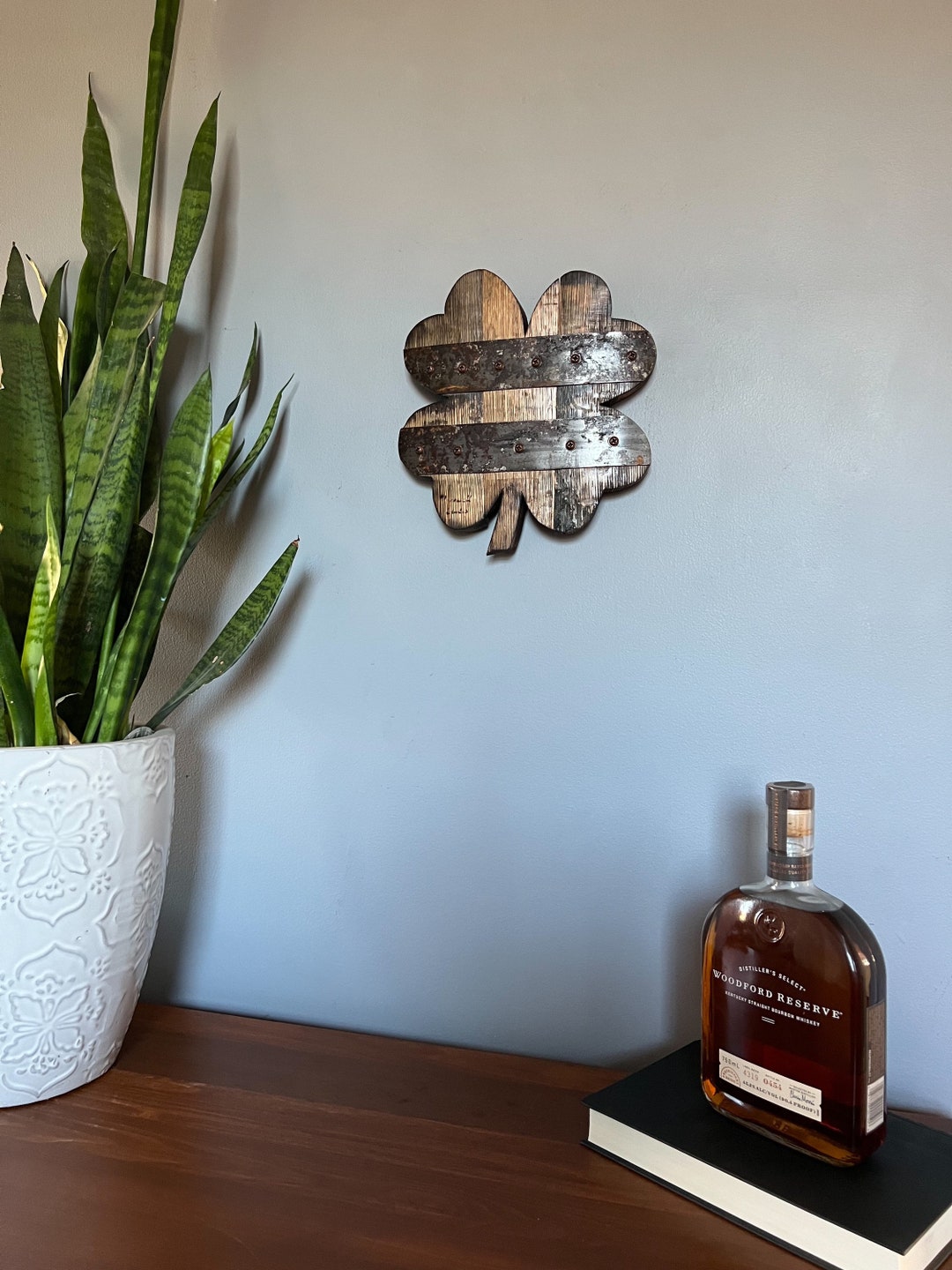 1’ Four Leaf Clover Bourbon Barrel Wood Cutout With Rings - Etsy