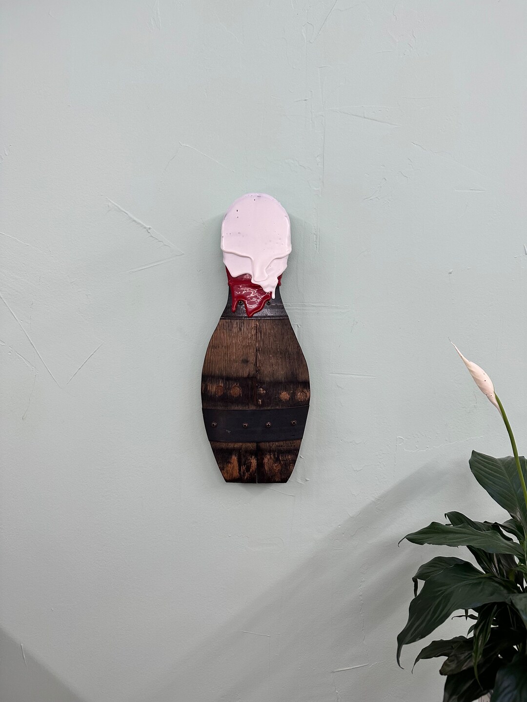 18” Bowling Pin Bourbon Barrel Wood Cutout With Rings and Wax - Etsy