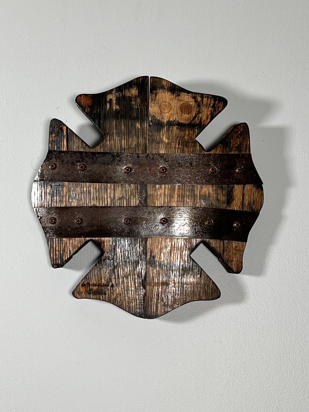 1’ Maltese Cross Bourbon Barrel Wood Cutout With Rings - Etsy