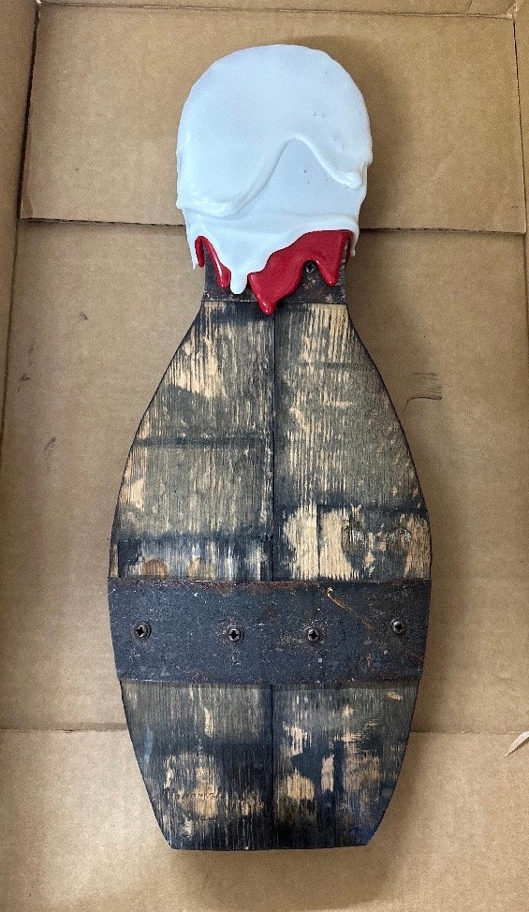 18 Bowling Pin Bourbon Barrel Wood Cutout With Rings and Wax - Etsy