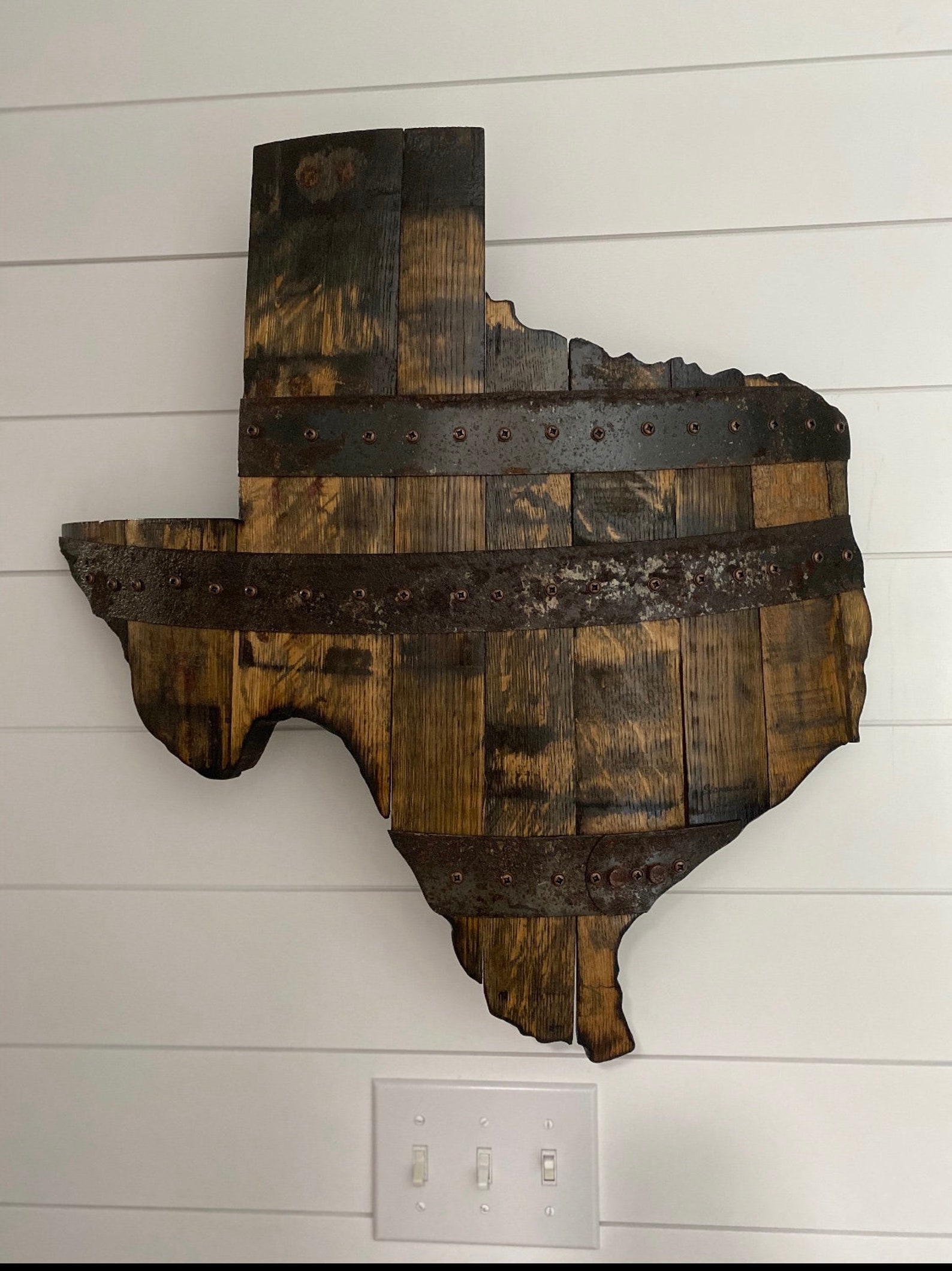 2 Texas State Bourbon Barrel Wood Cutout With Rings - Etsy