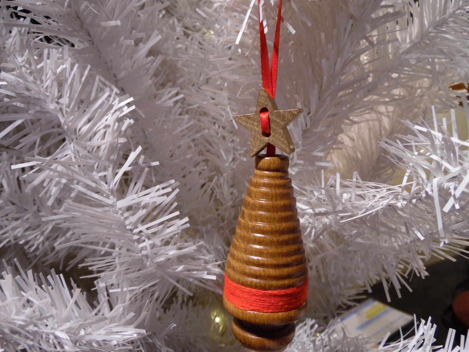 Wooden Bobbin Christmas Ornament, Christmas Tree Ornament, Wooden ...