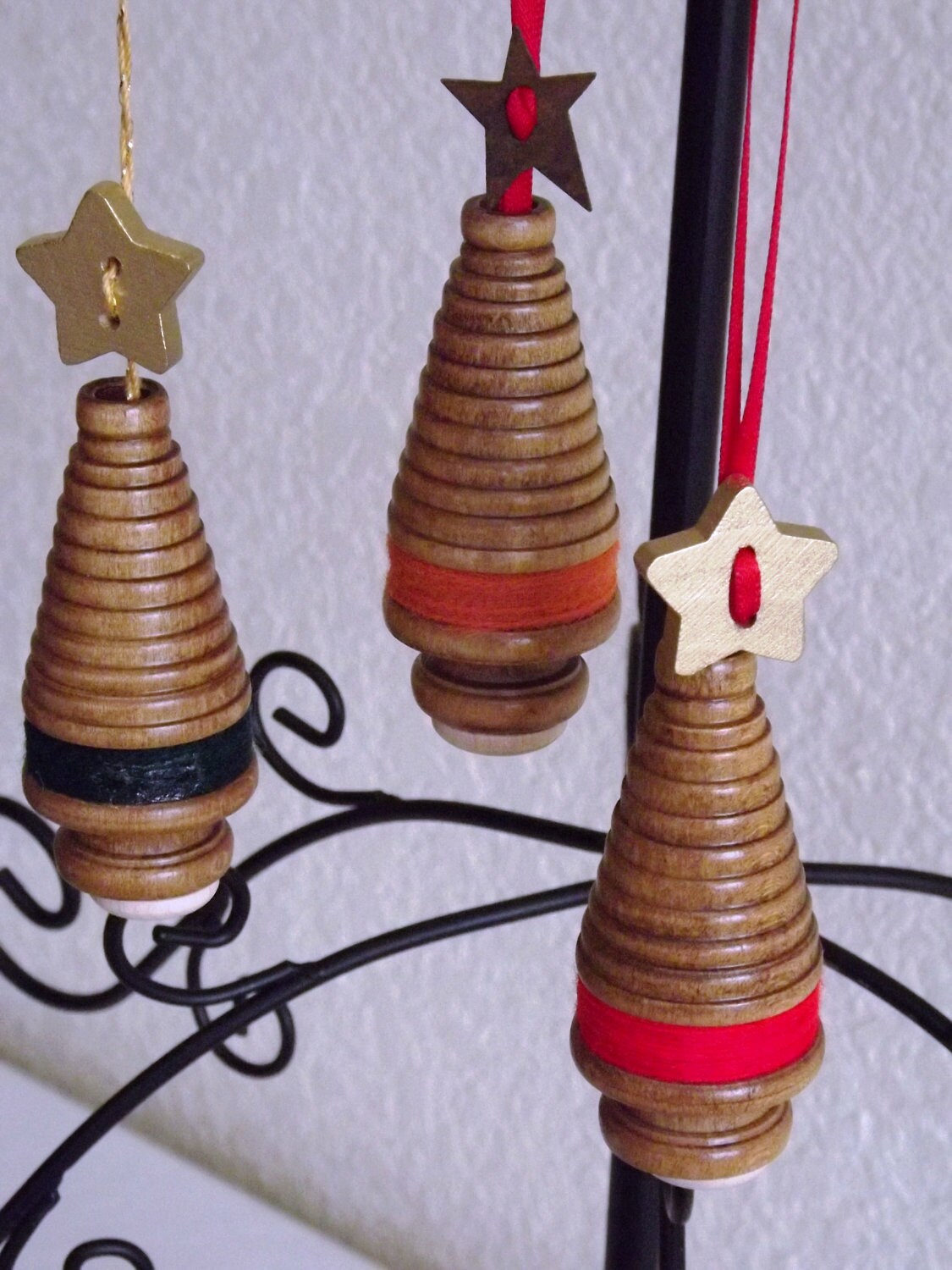 Wooden Bobbin Christmas Ornament, Christmas Tree Ornament, Wooden ...