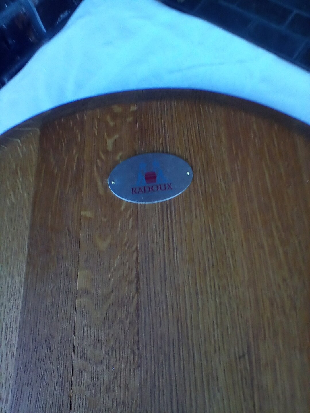 Wine Barrel Head Lazy Susan, Radoux Cooperage, Oak, Barrel Maker Logo ...