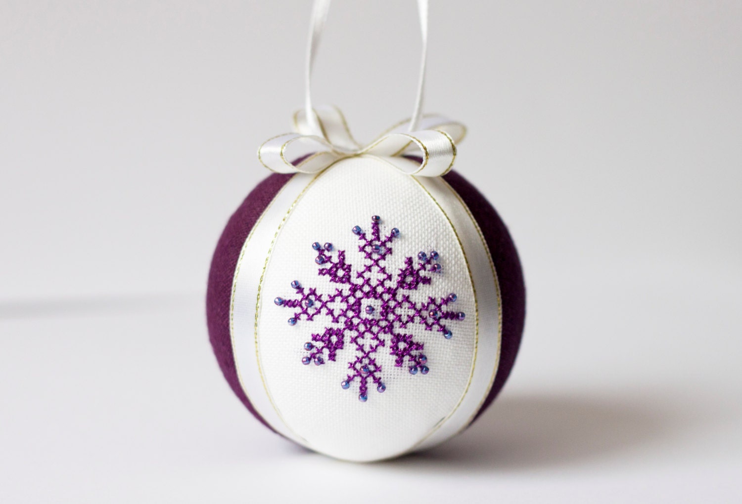 Handmade Christmas ball embroidered with cross stitch | Etsy
