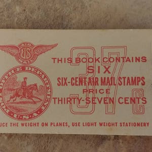 US Postage Air Mail Six-cent Stamps Booklet of 6 Stamps WWII - Etsy