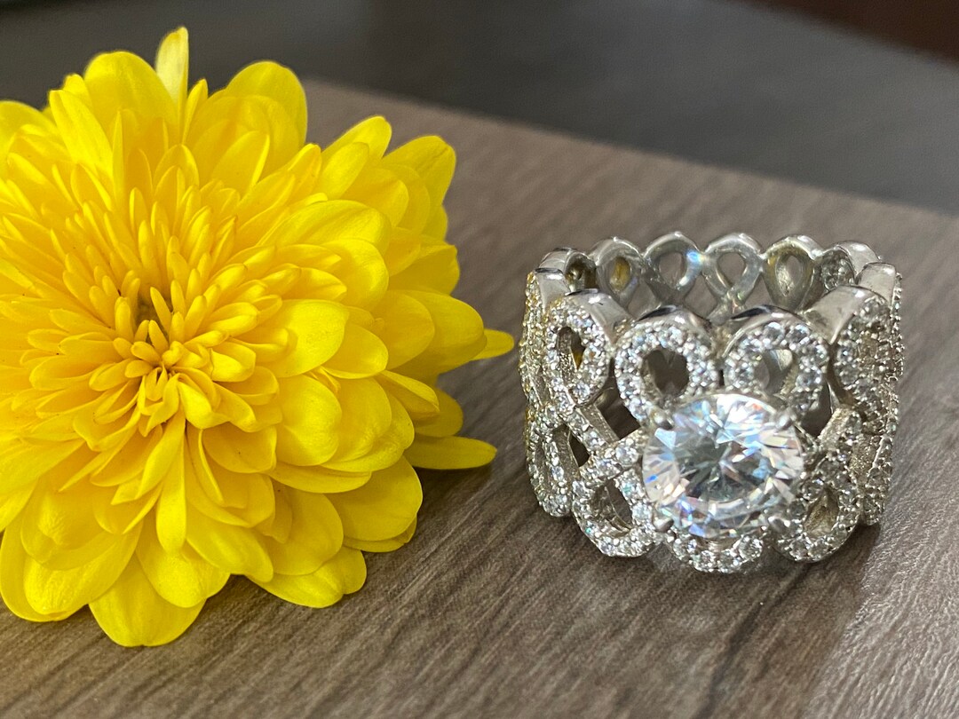 Jean Dousset Absolute Loop Cubic Zirconia Sterling Silver Ring Size 6 ...