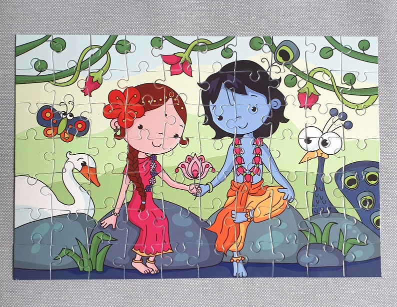 Set of 4 Krishna Jigsaw Puzzle Game for Children 35/70 Piece - Etsy