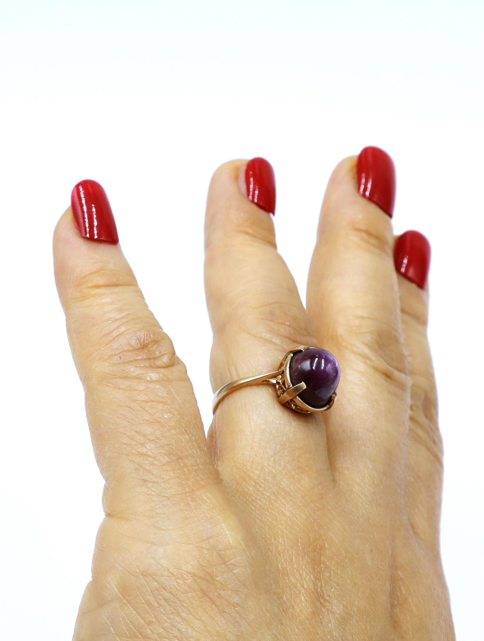 Antique 1900's Marked 14k & Rare Dome Purple Ruby Star Ring Size 7.5 - Etsy