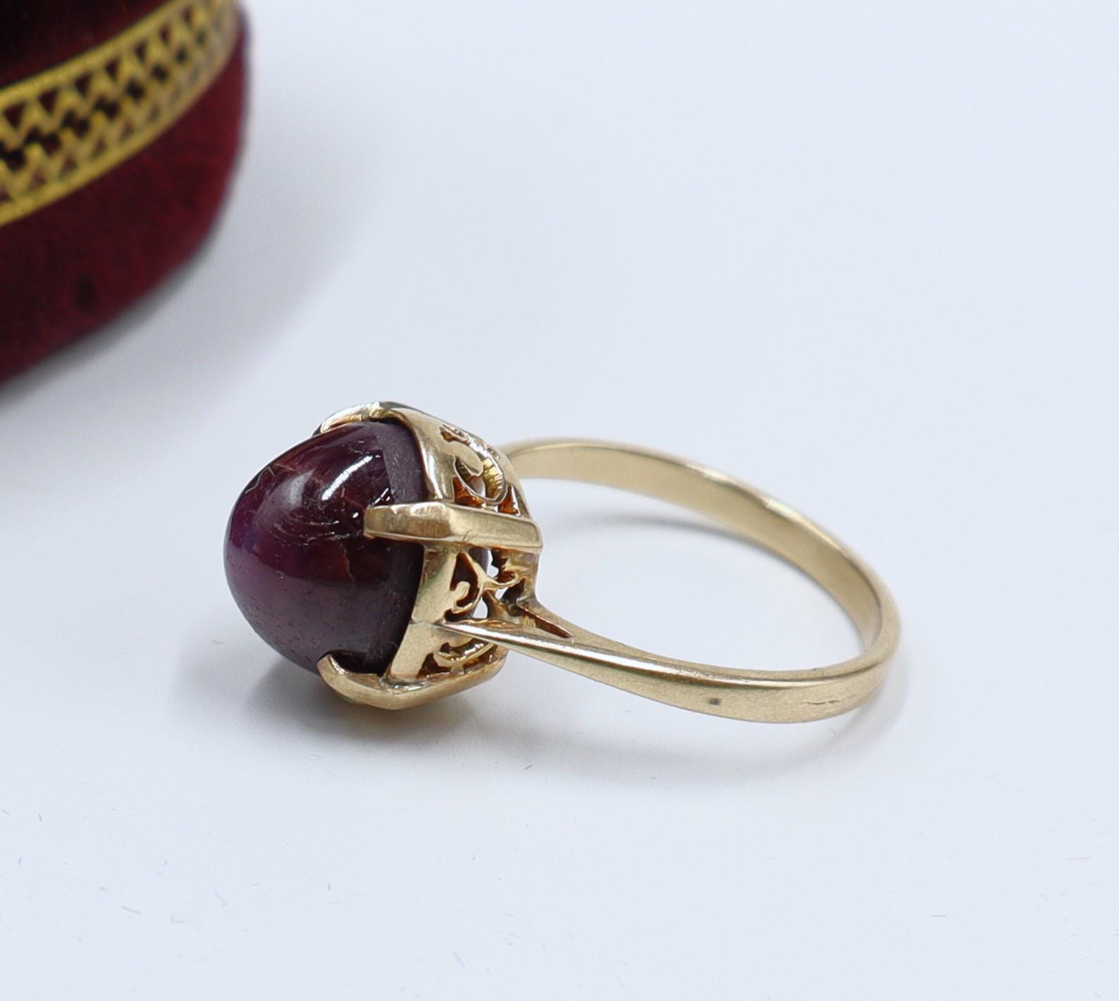 Antique 1900's Marked 14k & Rare Dome Purple Ruby Star Ring Size 7.5 - Etsy