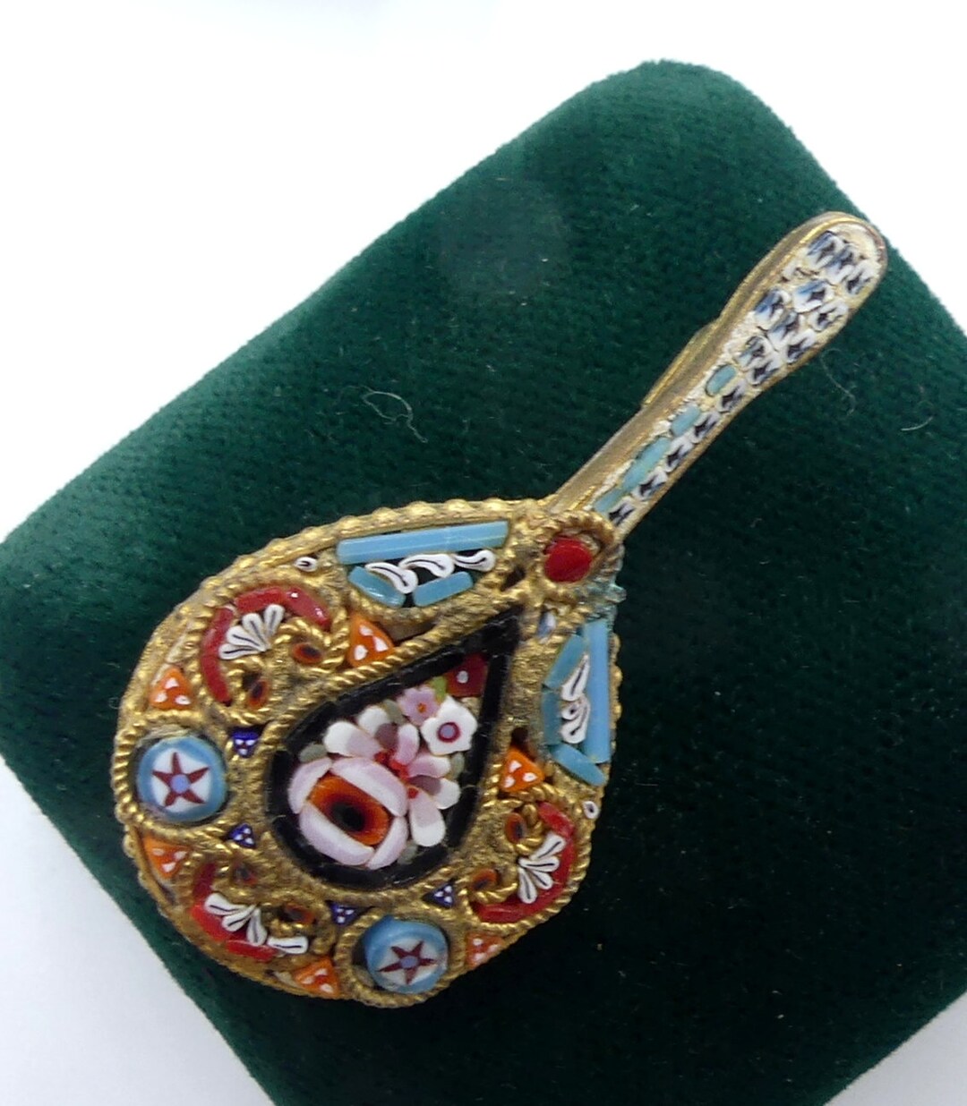 Antique Italian Gold Tone Micro Mosaic Mandolin Pin Brooch - Etsy