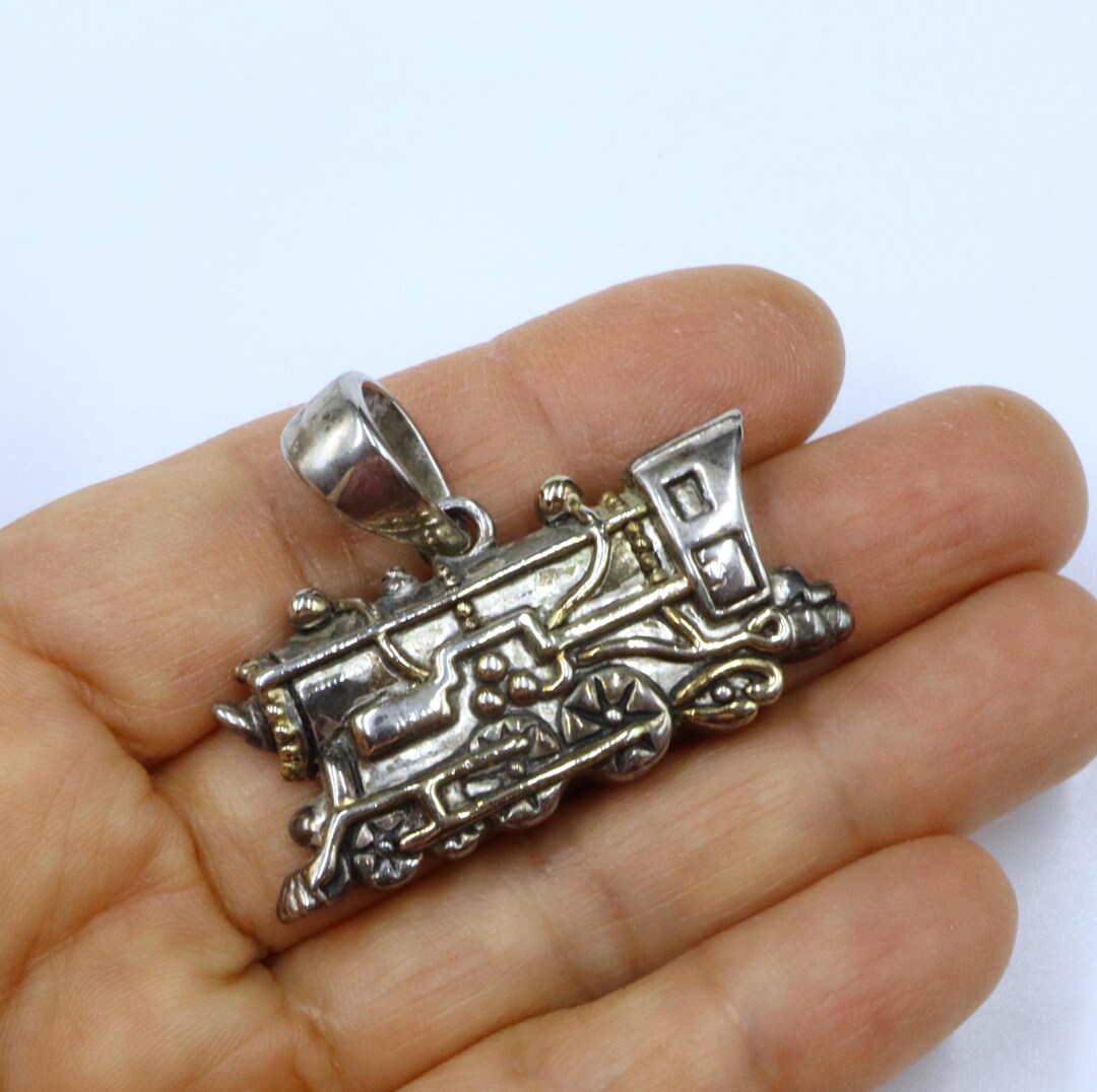 Vintage Marked MJ Silver Tone Locomotive Pendant - Etsy