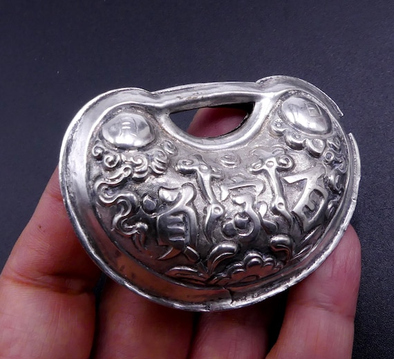 Antique 1900's silver longevity lock - Gem