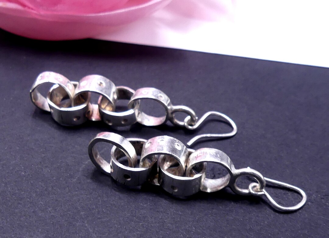 Vintage Marked BF 925 Sterling Silver Rings Hoop Earrings - Etsy