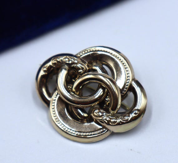 Antique Victorian 835 silver14k gold top etched knot … - Gem
