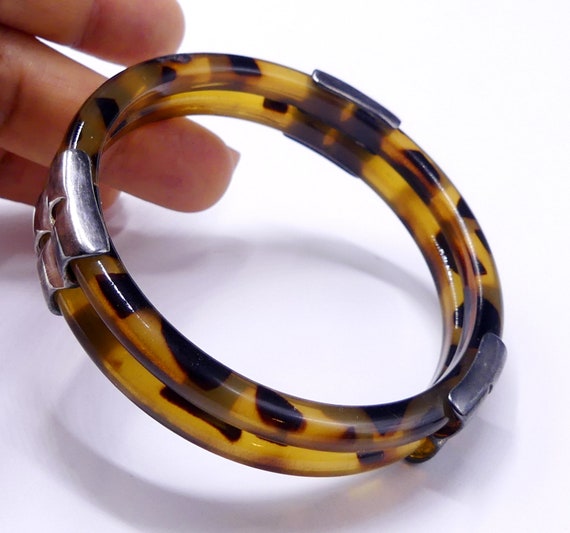 Antique double faux tortoise shell w sterling silver … - Gem