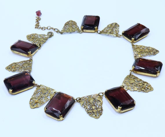 Vintage large 40's & 50's fancy brass tone rectangle … - Gem