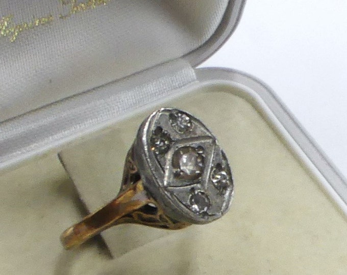 Antique Diamond Paste Rolled Gold Ring Trilogy Victorian Three Stone ...