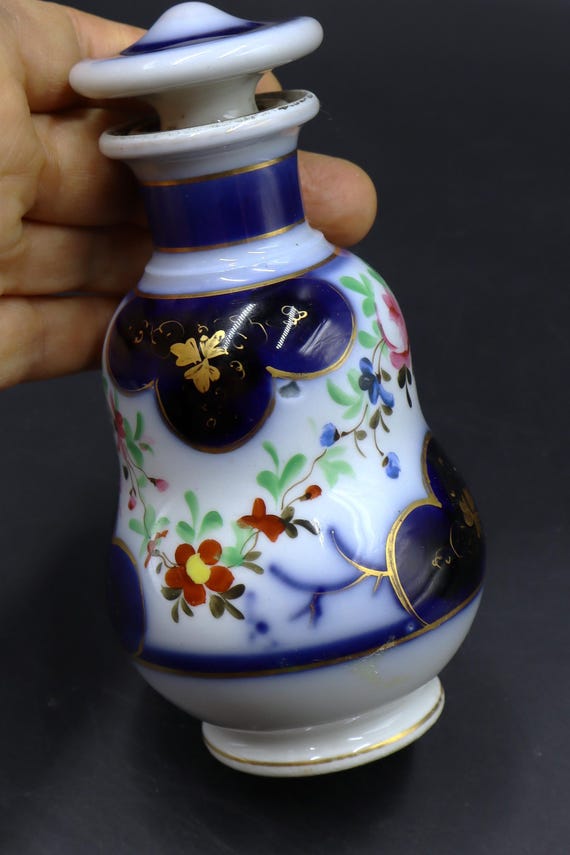 Antique hand painted porcelain perfume bottle - Gem