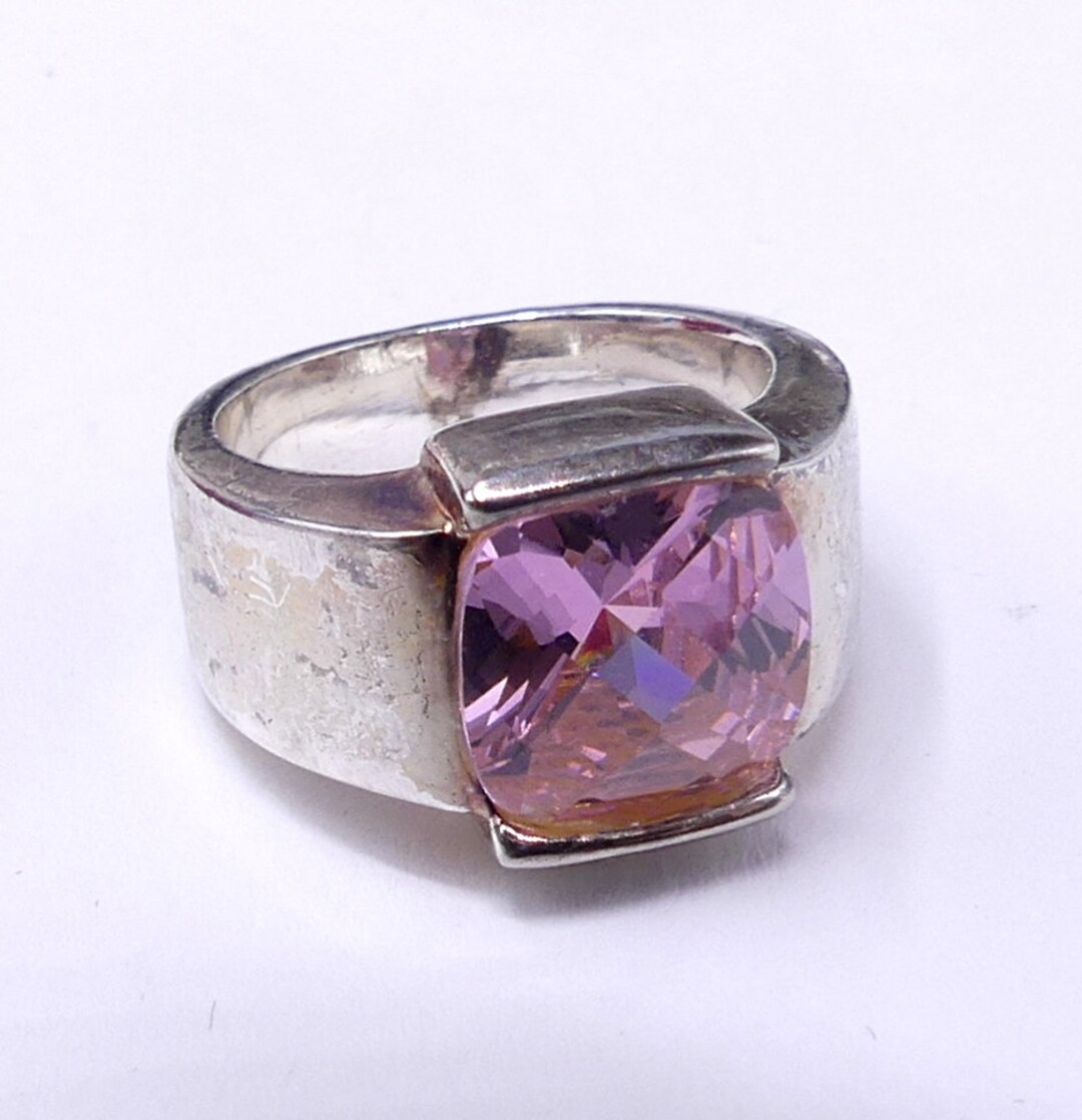 Vintage Silver Tone Pink Rhinestone Ring Size 6.5 - Etsy