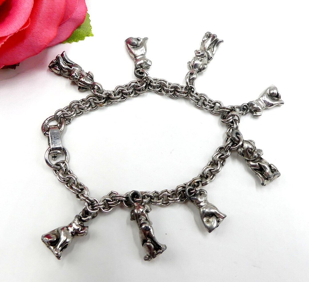 Vintage Silver Tone Metal & 8 Dogs Charm Kids Bracelet - Etsy