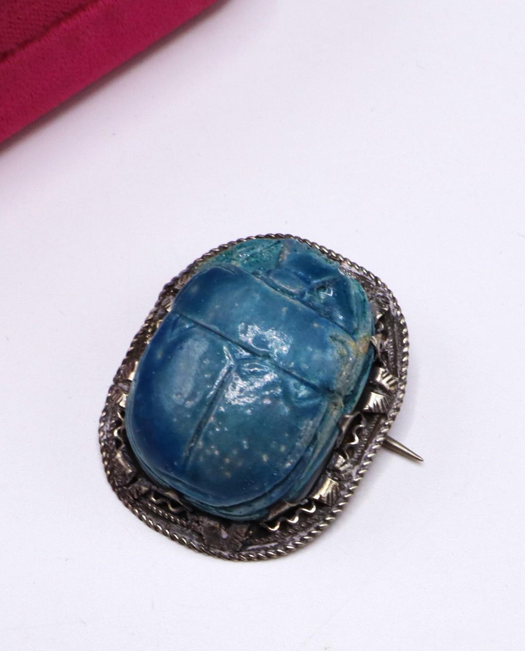 Antique Vintage 20's Silver Plated & Carved Scarab Pin Brooch - Etsy