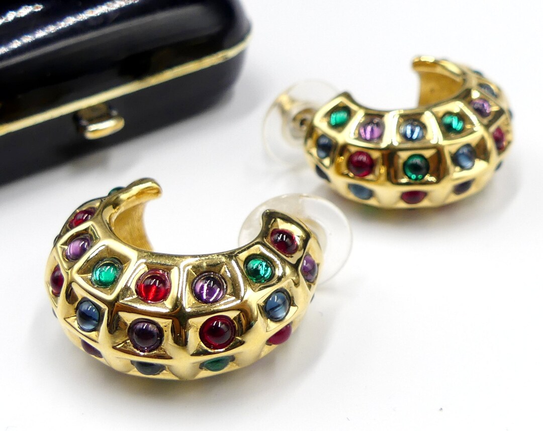 Vintage Marked Swarovski Swan Multi Color Jewel Tone Crystal Cabochon ...
