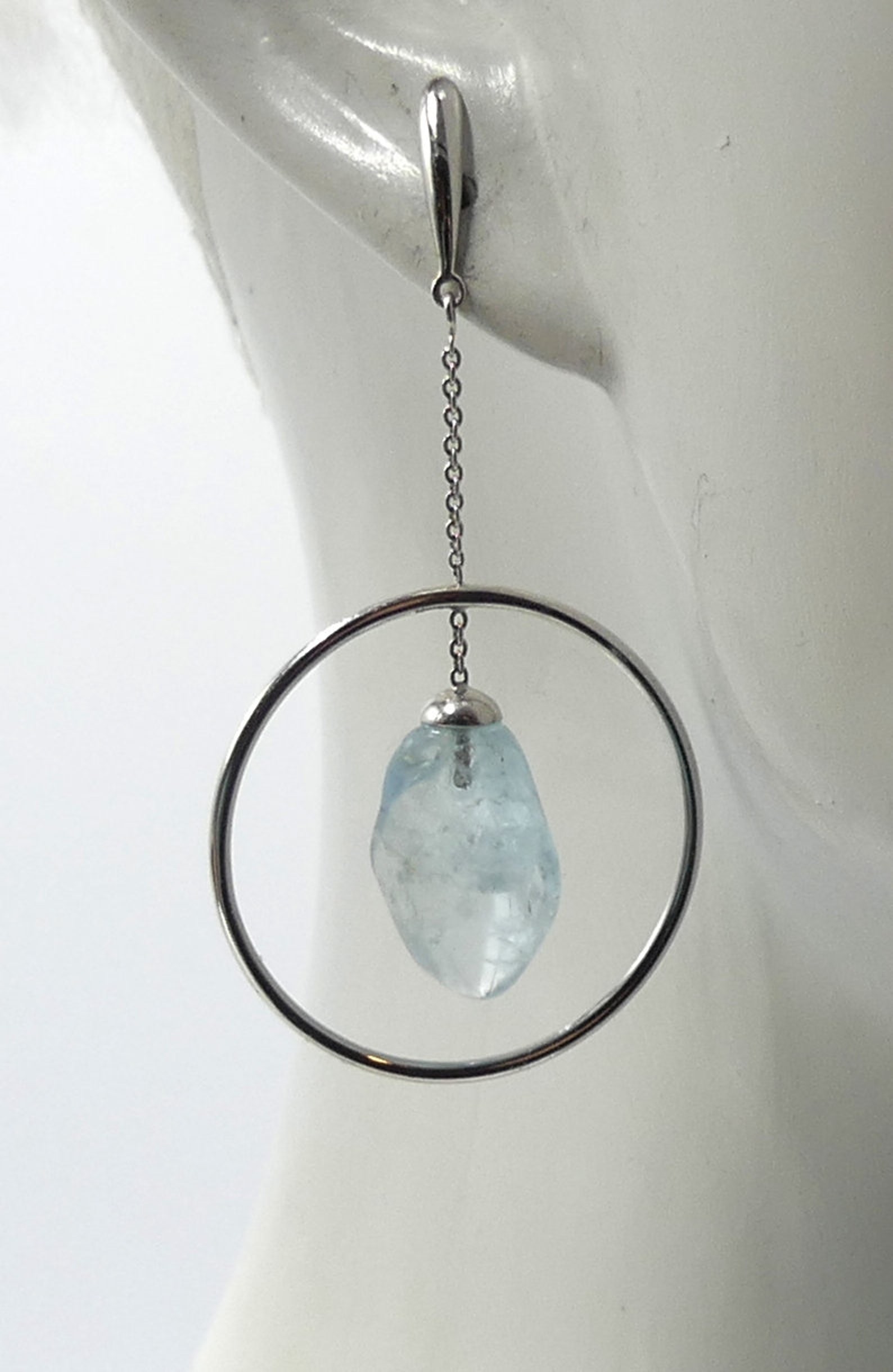 Vintage Signed T S 18k Gold Round Drop Earrings & Aquamarine Earrings ...