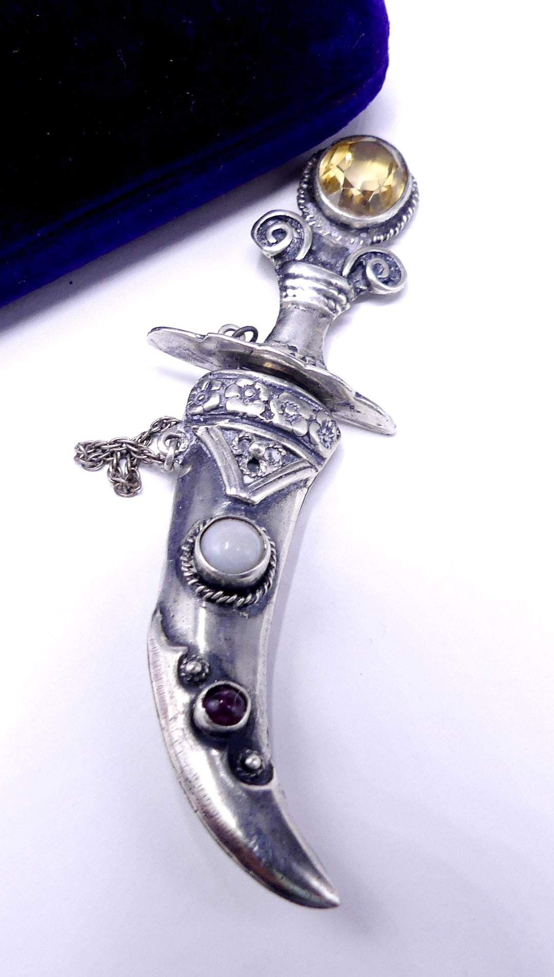 Vintage Marked Silver & Gemstone Dagger With Cover Pin Brooch - Etsy