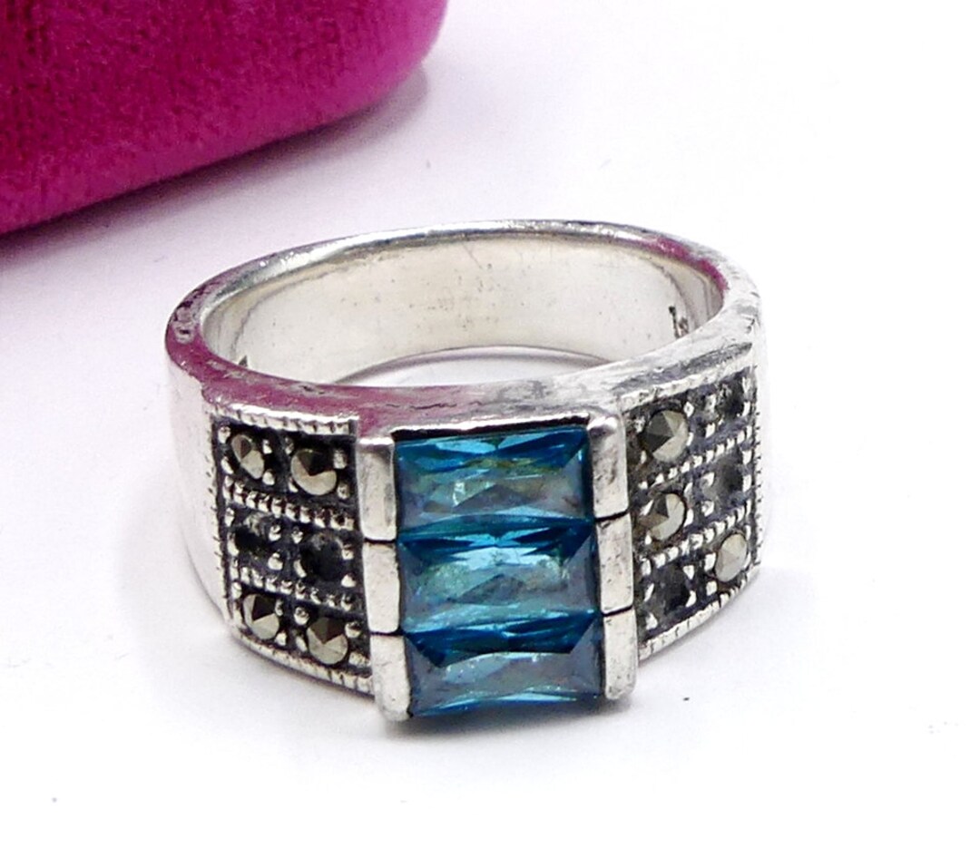 Vintage Marked LS ? 925 Sterling Silver & Blue Topaz Ring Size 6 - Etsy