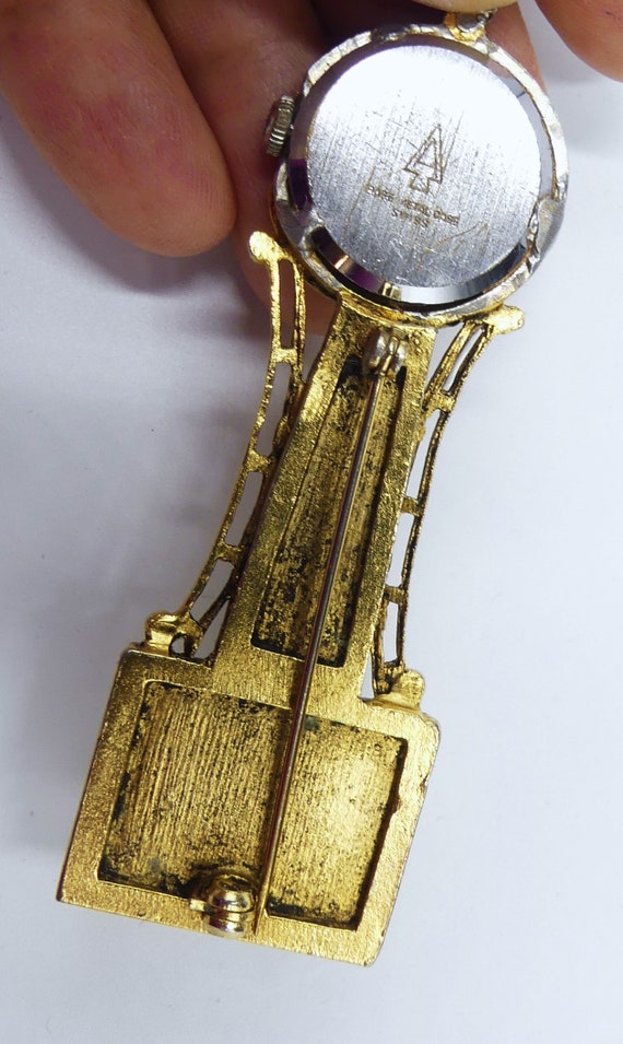 Vintage signed Louis Frey Swiss gold tone grandfather… - Gem