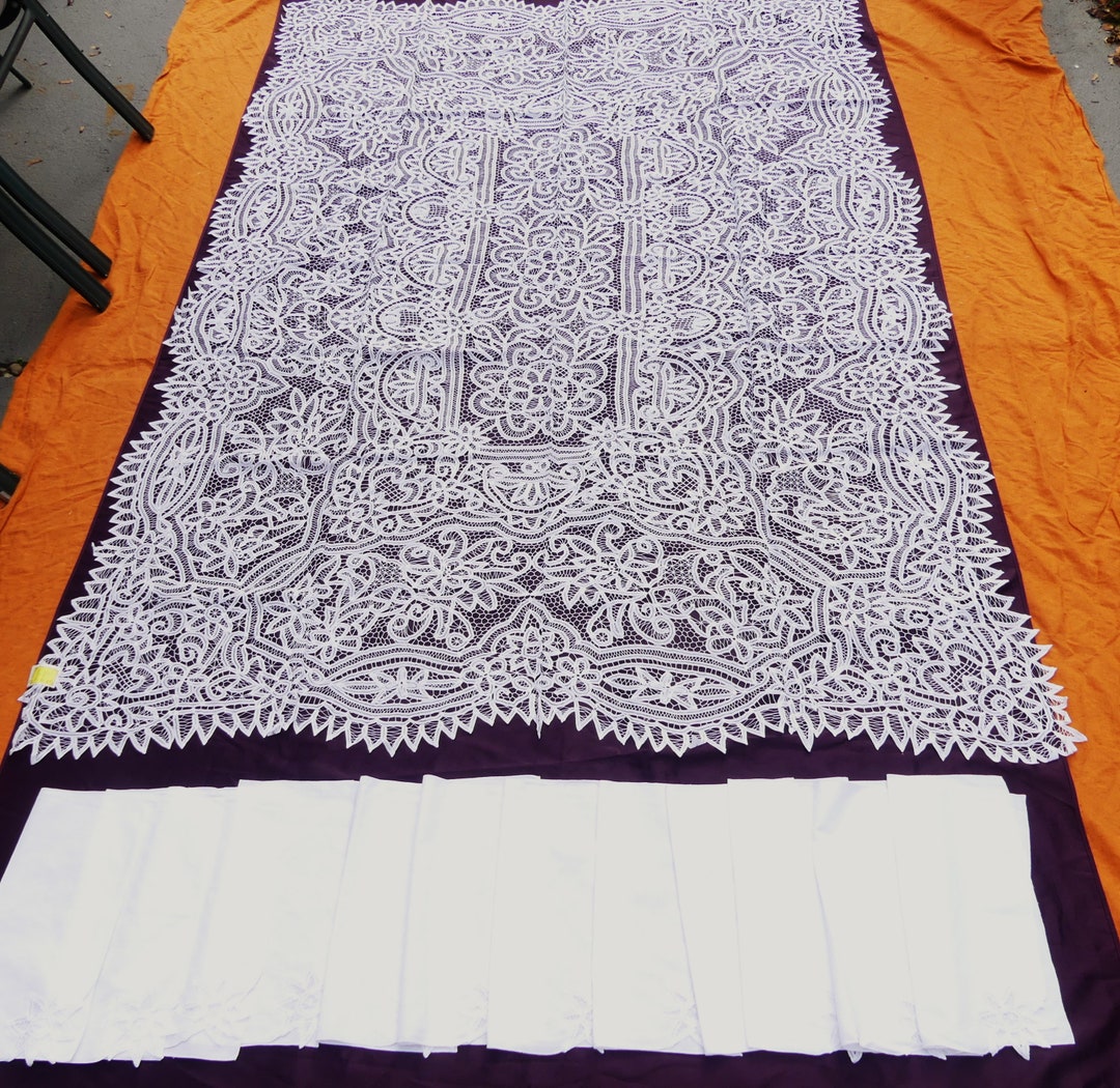 Brand New Solid Handmade Battenburg Lace Tablecloth Color White W 12 ...