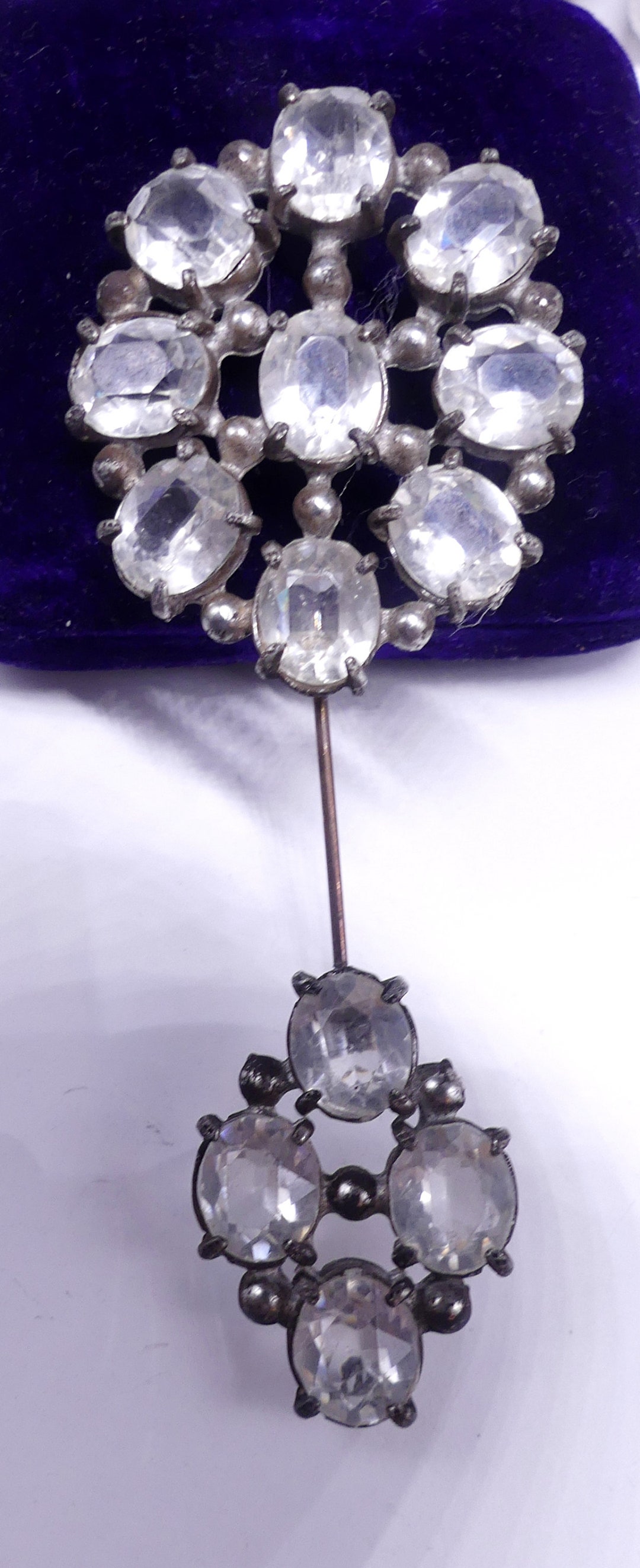 Vintage Signed RARE H. Pomerantz Inc NY Silver Tone & Past Rhinestone Jabot Pin - Etsy