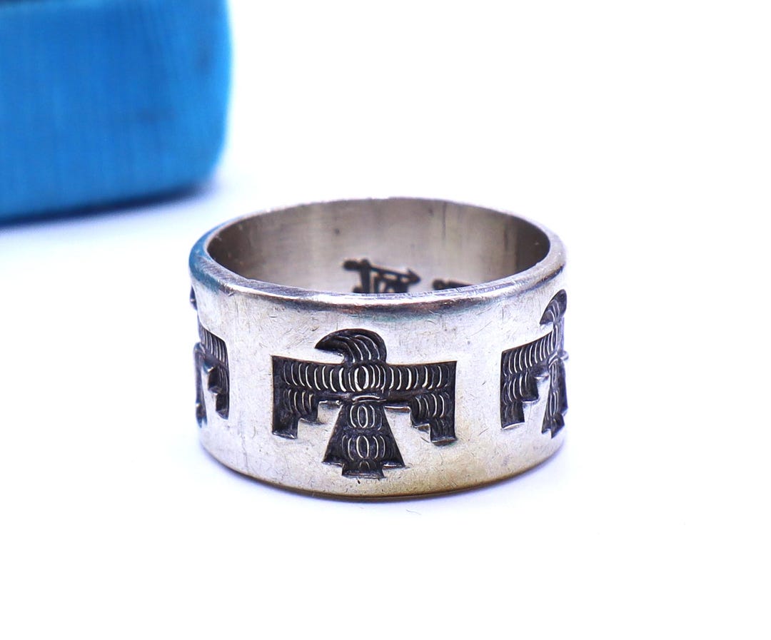 Vintage Marked Sterling Silver Bell Trading Post Thunderbird 9 Mm Band ...