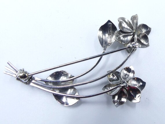 Vintage marked HSB arrow sterling silver flower pin b… - Gem