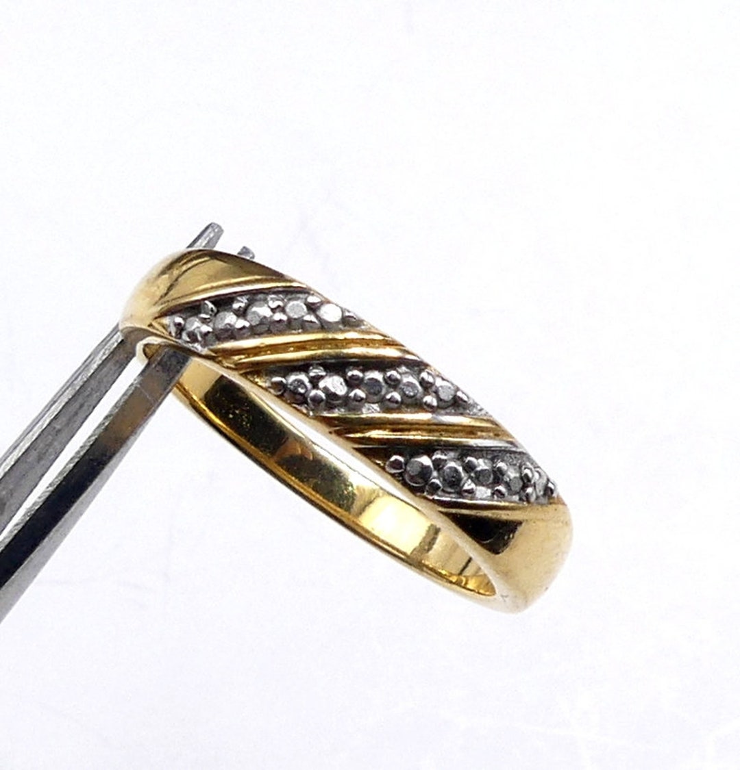 Brand New Marked DBJ 925 Gold Plated Sterling Silver & Marcasite Like 4 Mm Band Ring Size 6 - Etsy