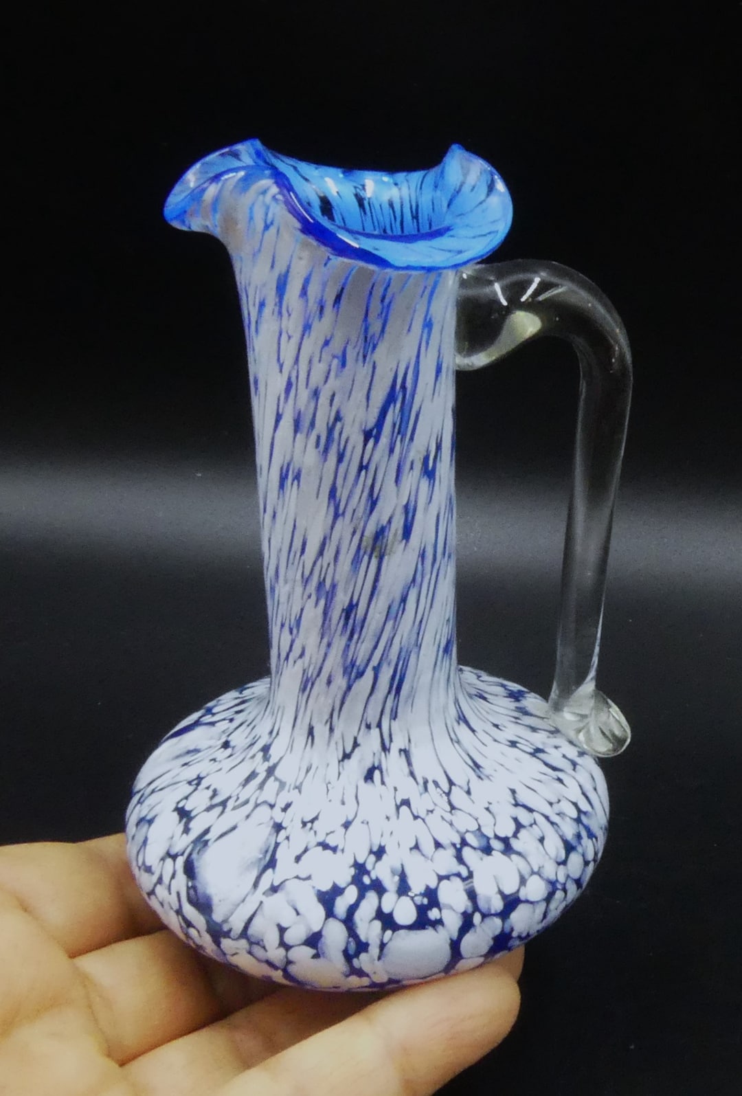 Vintage MCM 60's Pilgrim Art Glass Small Pitcher Hand Blown Splatter ...