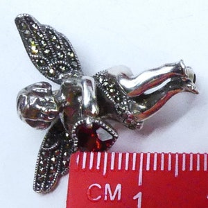 Vintage Marked Judith Jack Sterling Silver & Garnet Heart Cherub Pin ...
