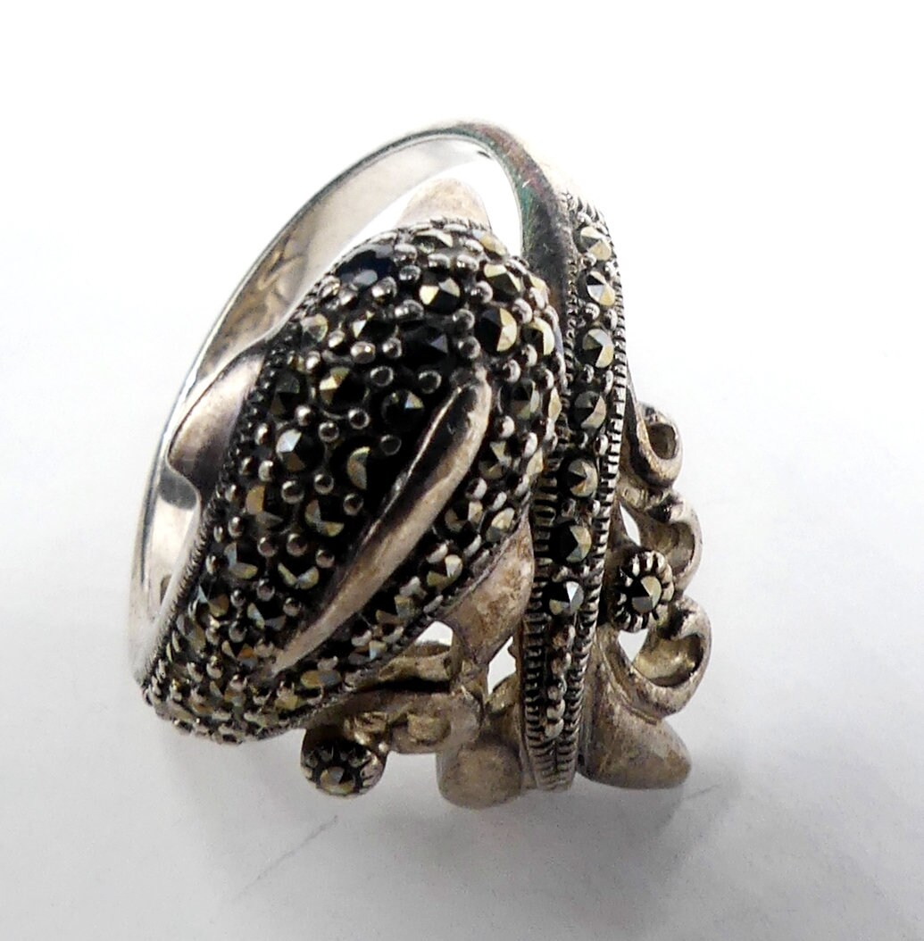 Vintage Marked NF 925 Thailand Sterling Silver & Macecite Vintage Marked NF 925 Thailand Sterling Silver & Macecite