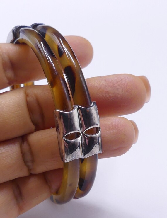 Antique double faux tortoise shell w sterling silver … - Gem