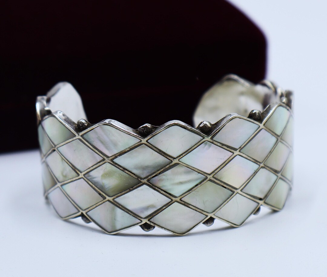 Vintage Signed Steve Wallacf Zuni Sterling Silver Dwight Chavez Abalone ...