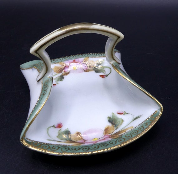 Vintage marked Nippon hand painted porcelain basket t… - Gem