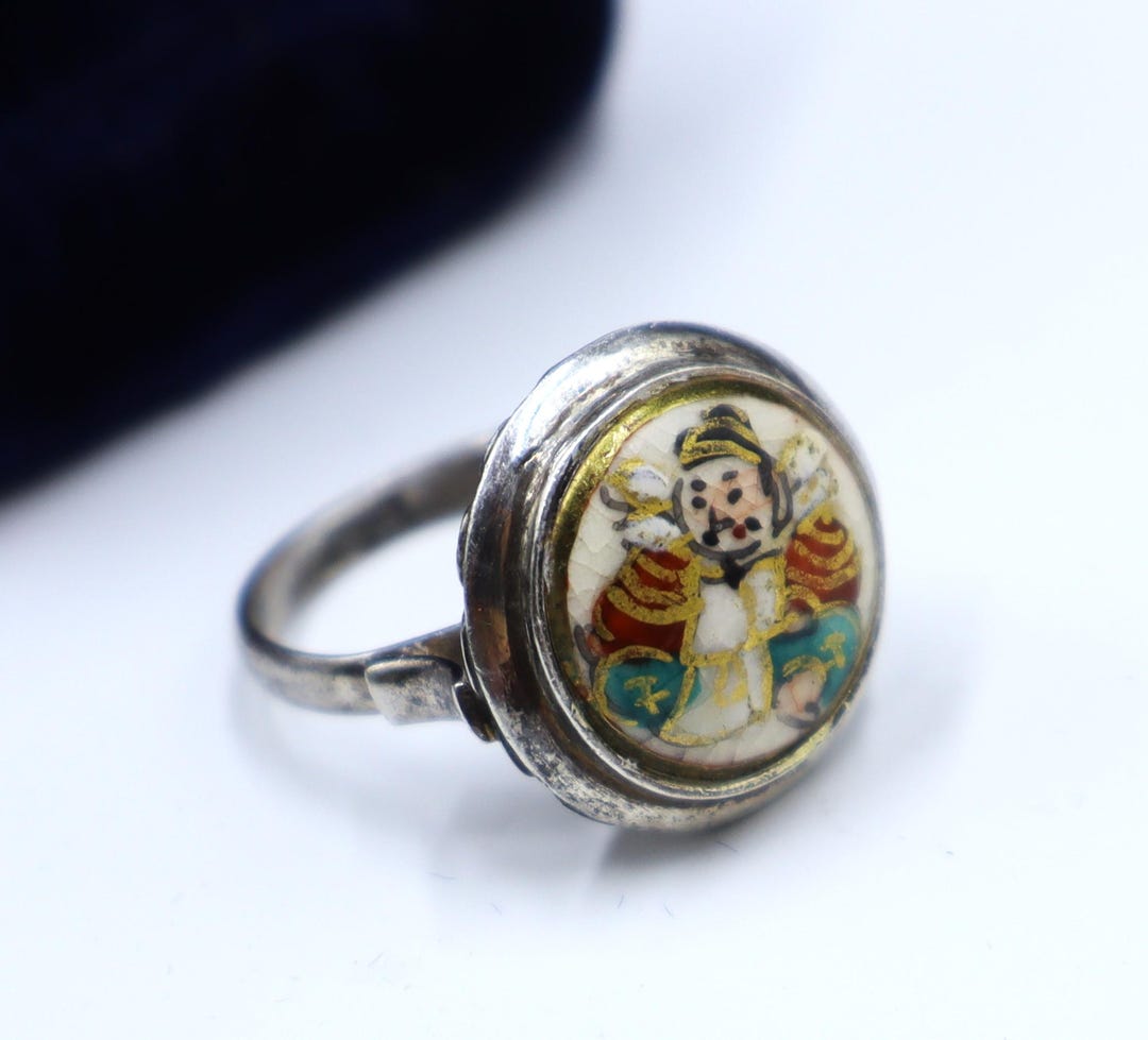Antique Marked Silver & Japanese Satsuma Hand Painted Porcelain Button ...