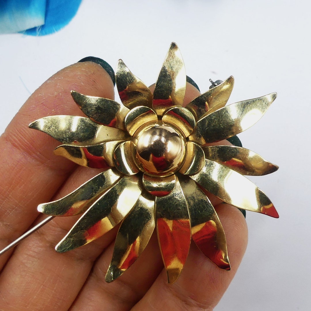 Vintage 50's Signed Taylor 12k Gold Filled Flower Pin Brooch - Etsy